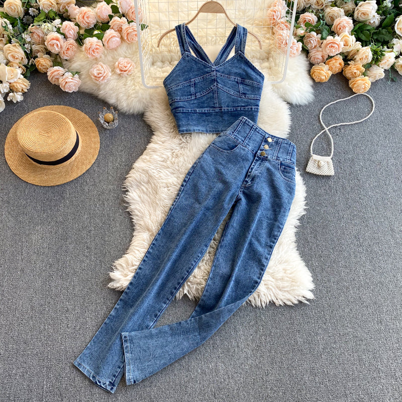 Angie Two Piece Denim Set – All Pretty Girls